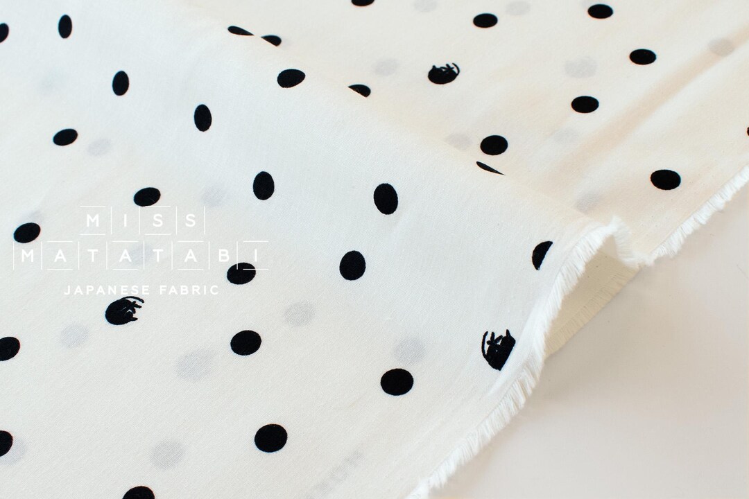 Japanese Fabric Polka Cats White 50cm - Etsy