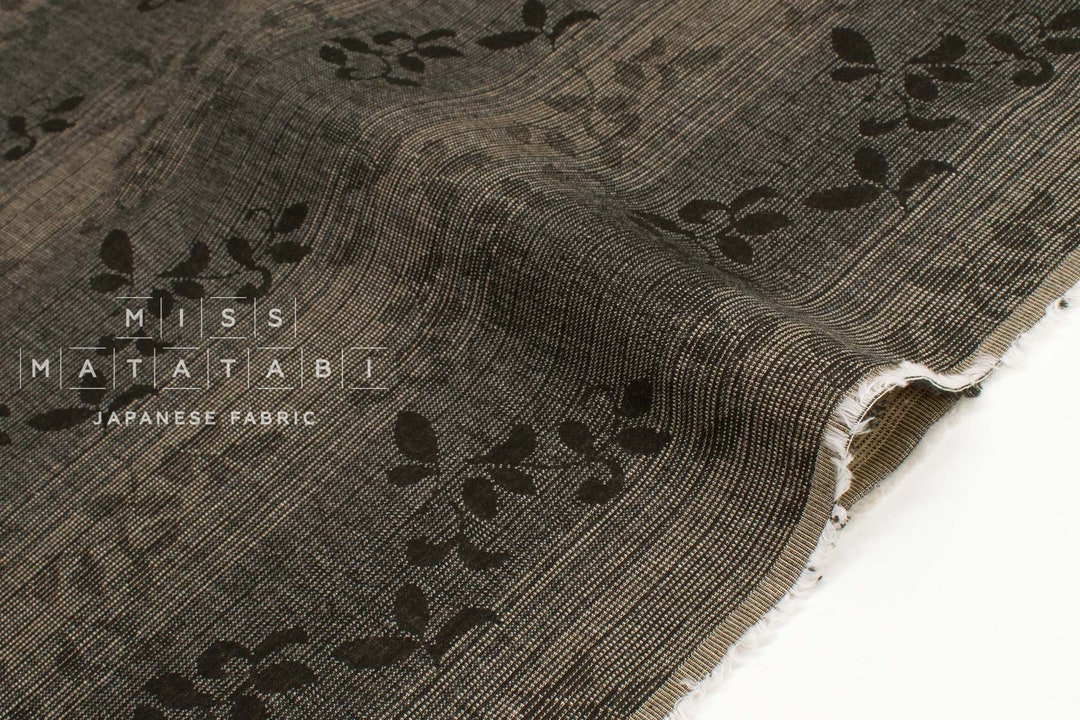 Japanese Fabric Yarn Dyed Woven Vines Jacquard - Black, Latte - 50cm - Etsy