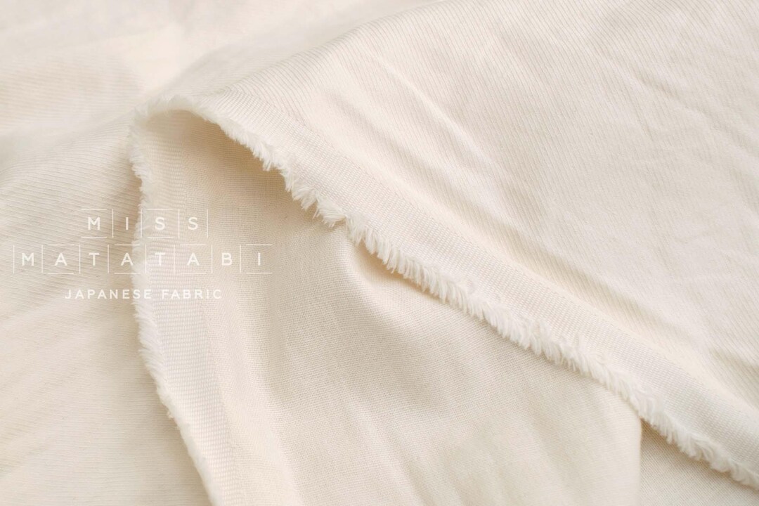 Japanese Fabric Cotton Solid Double Face Twill + Gauze - Cream - 50cm ...