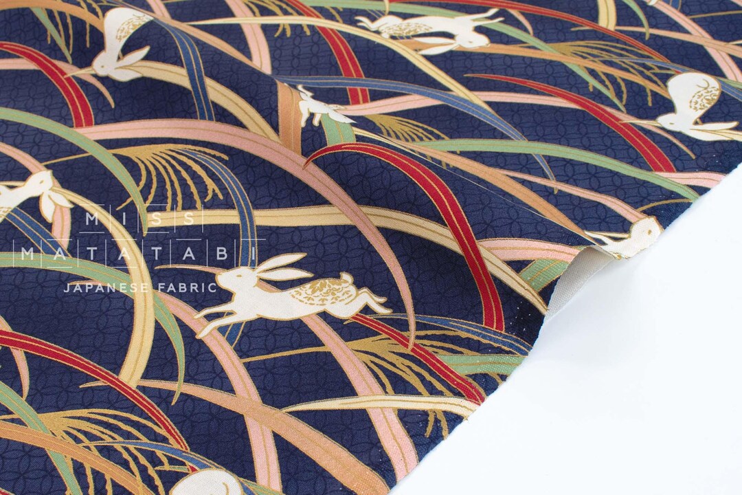 Japanese Fabric Quilt Gate Usagi E Metallic Gold 50cm - Etsy