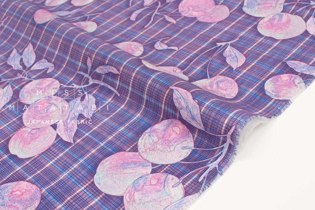 Japanese Fabric Still Life Plaid Purple 50cm - Etsy