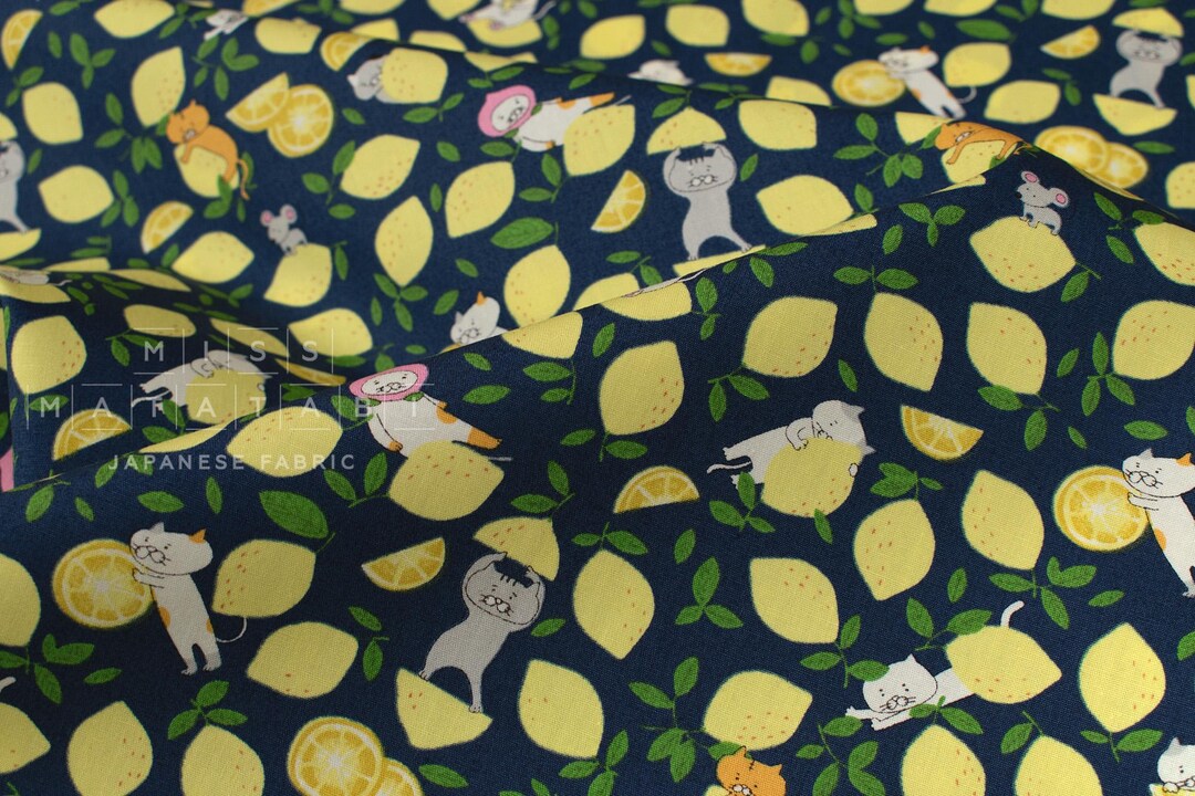 Japanese Fabric Lemonade Cats - D - 50cm - Etsy