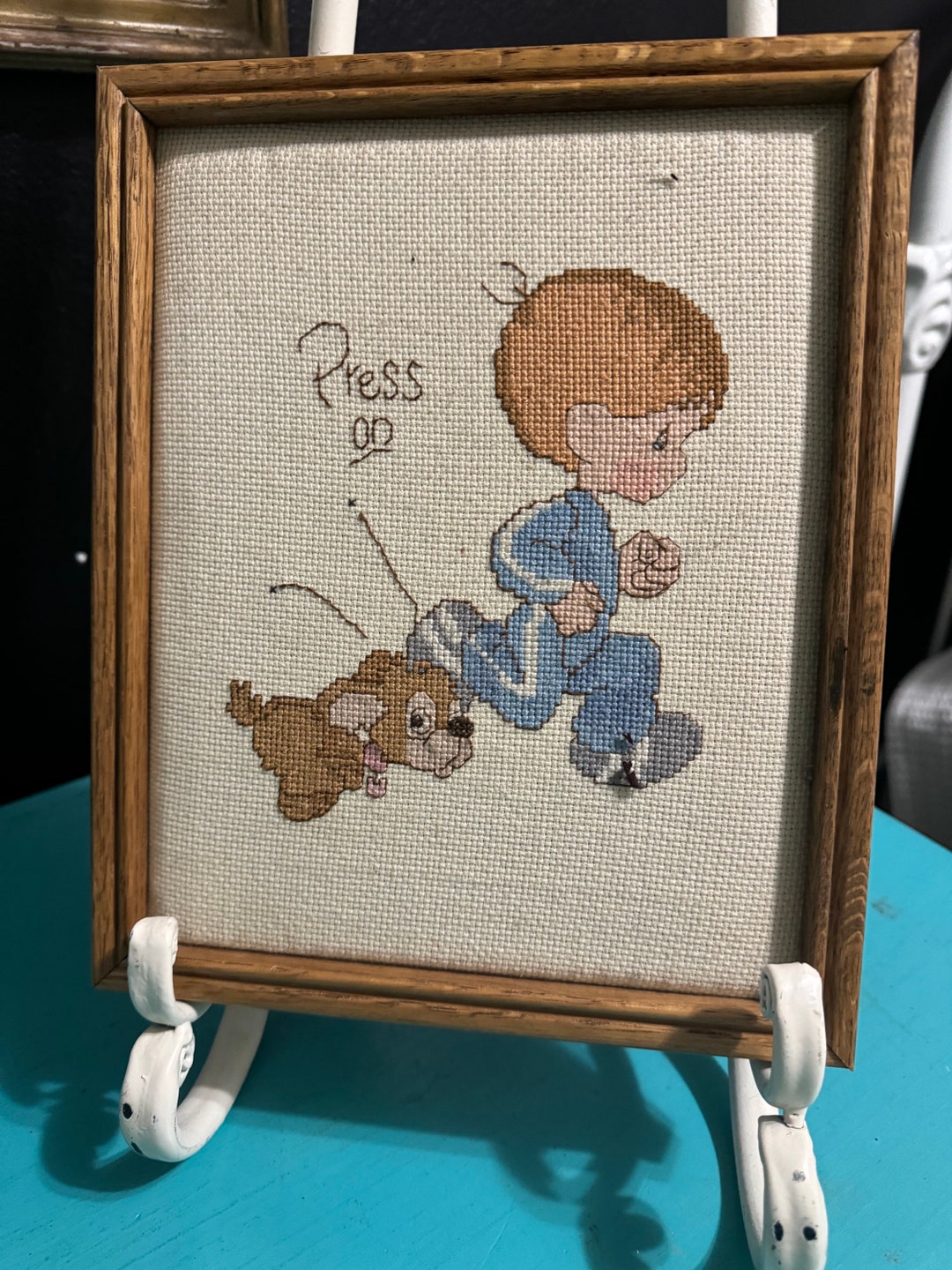 Vintage Precious Moments Framed Cross-stitch - Etsy