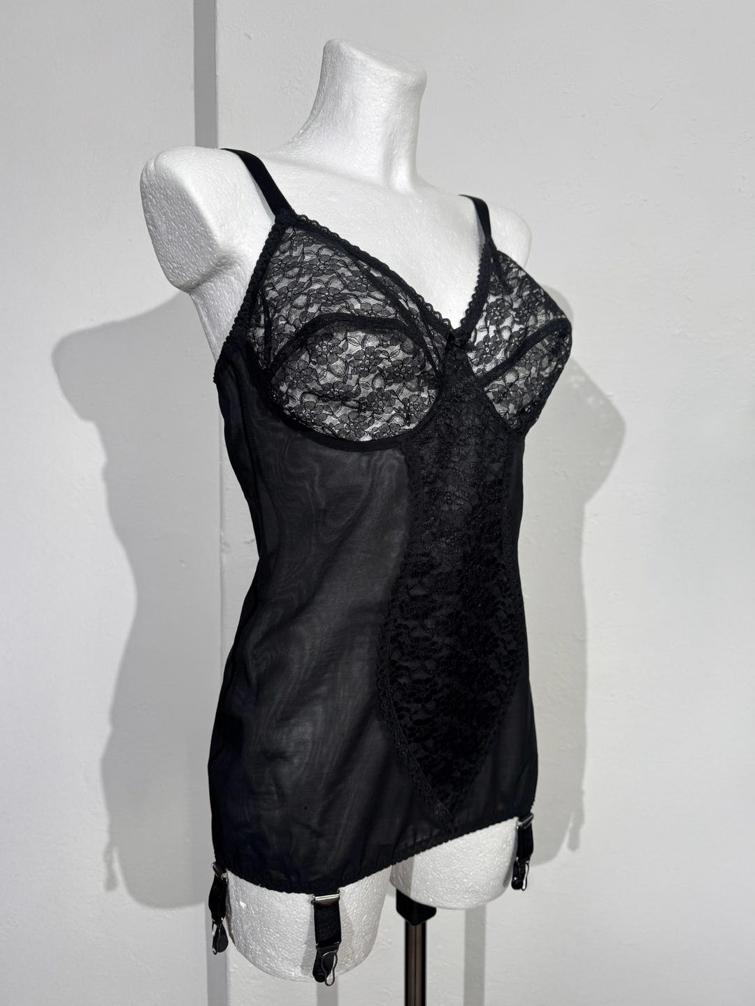 Enchanting Black Vintage Corselette With an Open Bottom, Full Girdle ...