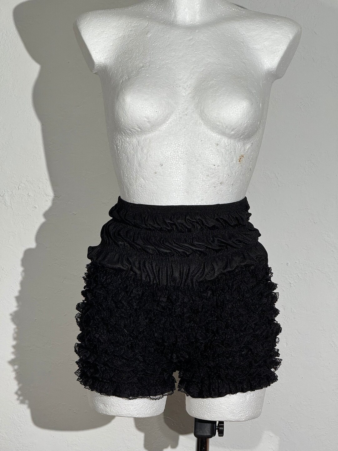 Coquette Little Black Bloomers With Lace Frills and High Waist, Size M ...