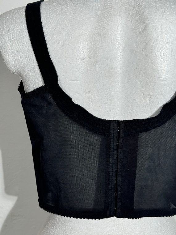 Alluring black vintage lace longline bullet bra, bust… - Gem