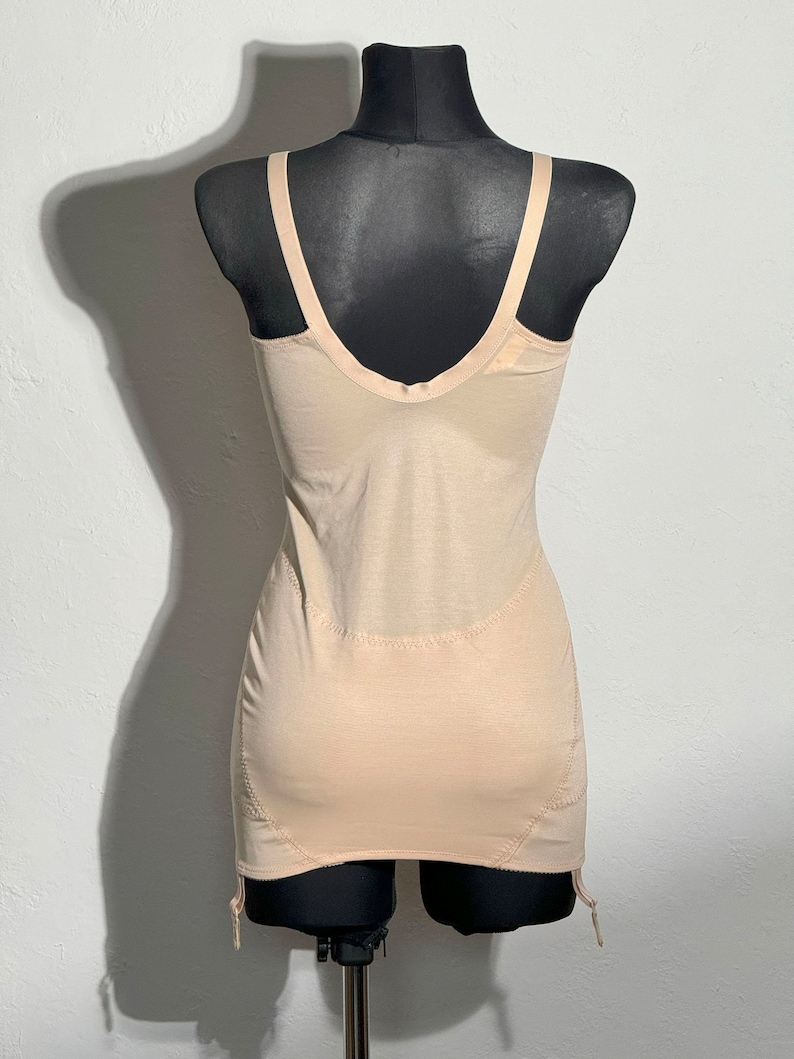 Flirty Beige Vintage Corselette With An Open Bottom Full Girdle With 4 Suspenders Size Sm Etsy