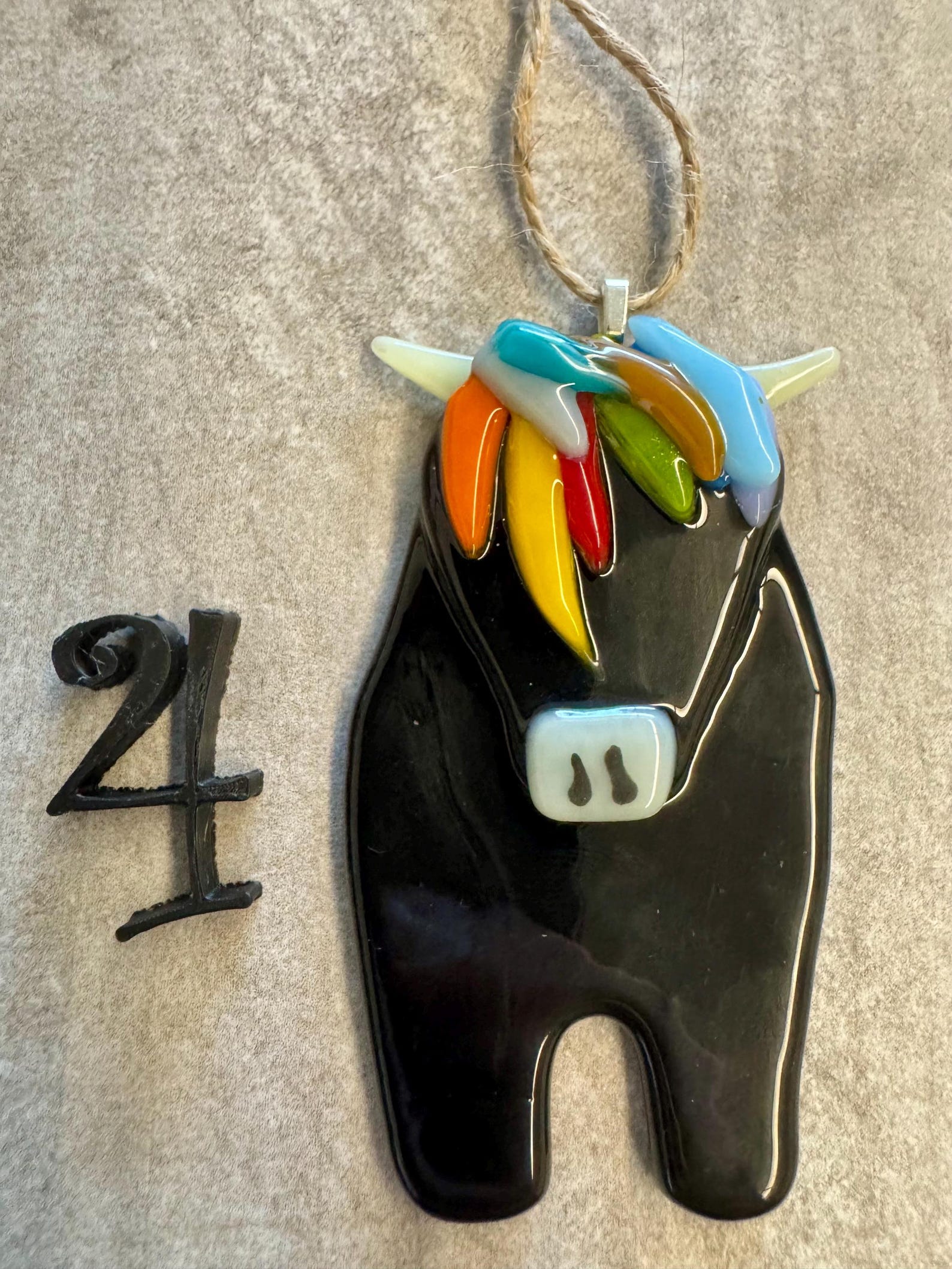 Fused Glass Highland Cow Ornament W/ Colorful Hair - Etsy