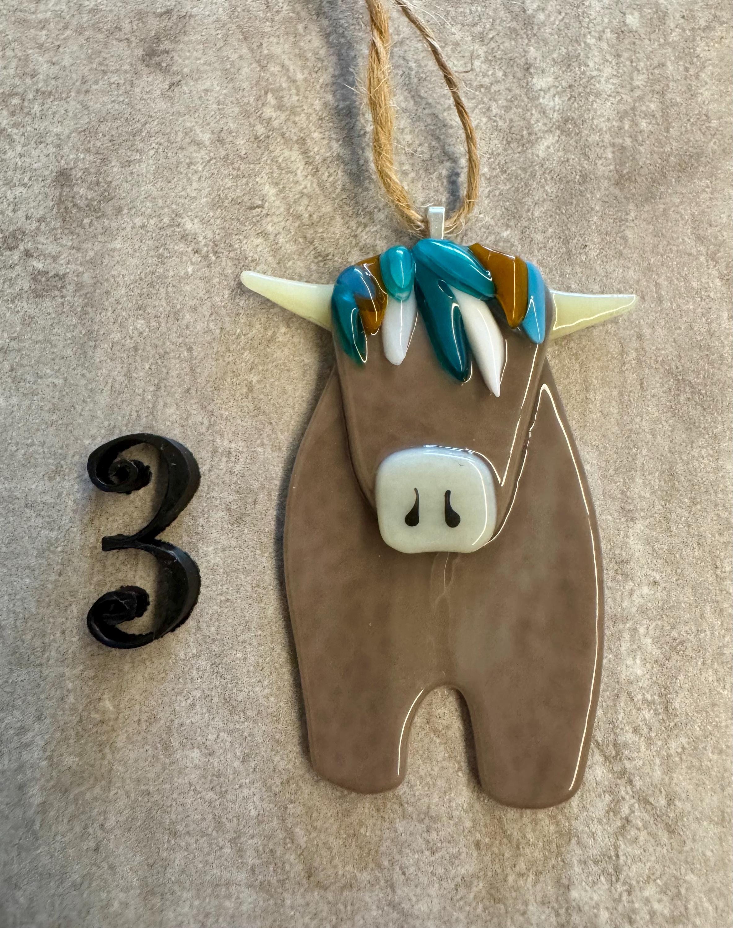 Fused Glass Highland Cow Ornament W/ Colorful Hair - Etsy