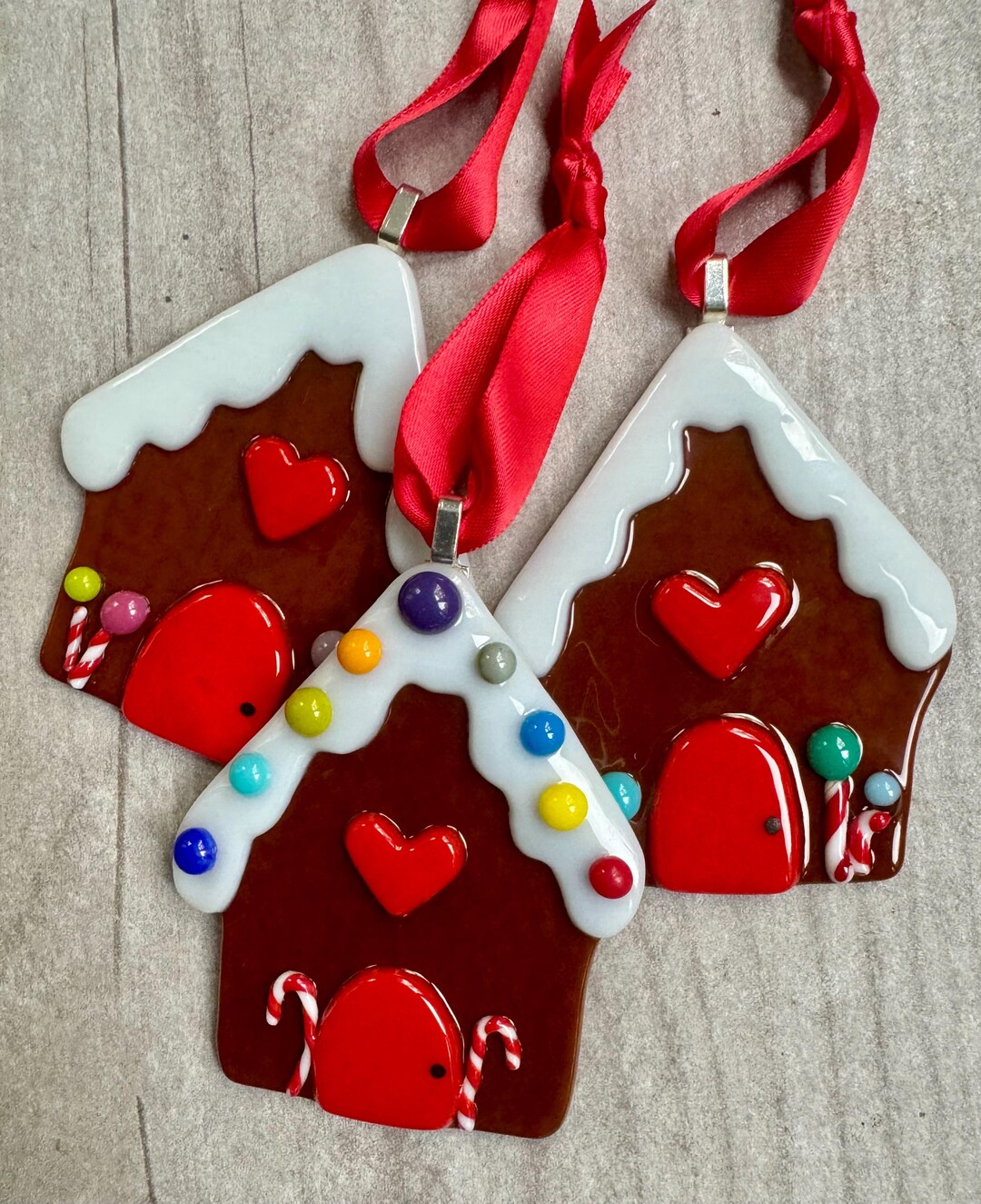 Fused Glass Gingerbread House Ornament - Etsy