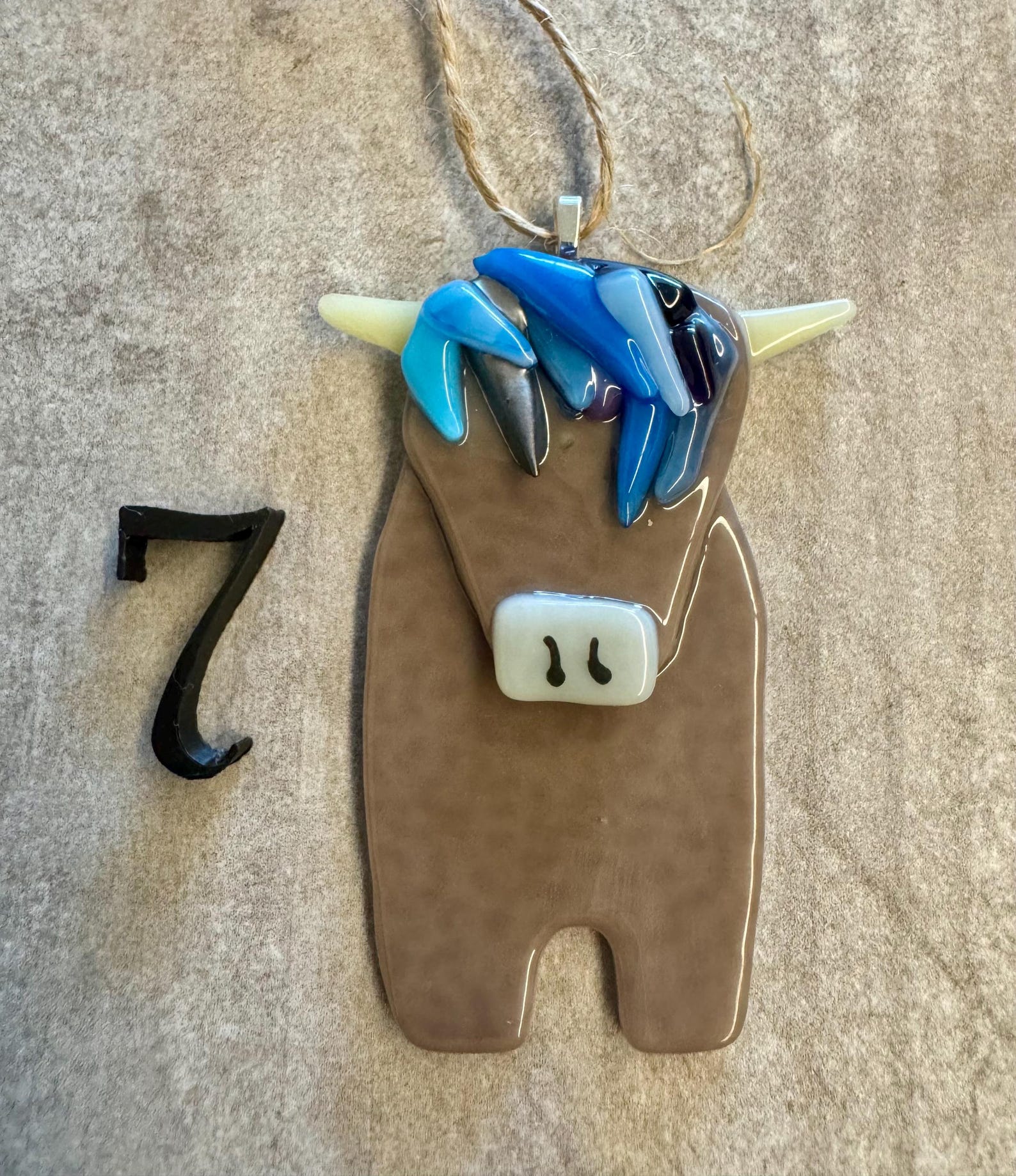 Fused Glass Highland Cow Ornament W/ Colorful Hair - Etsy