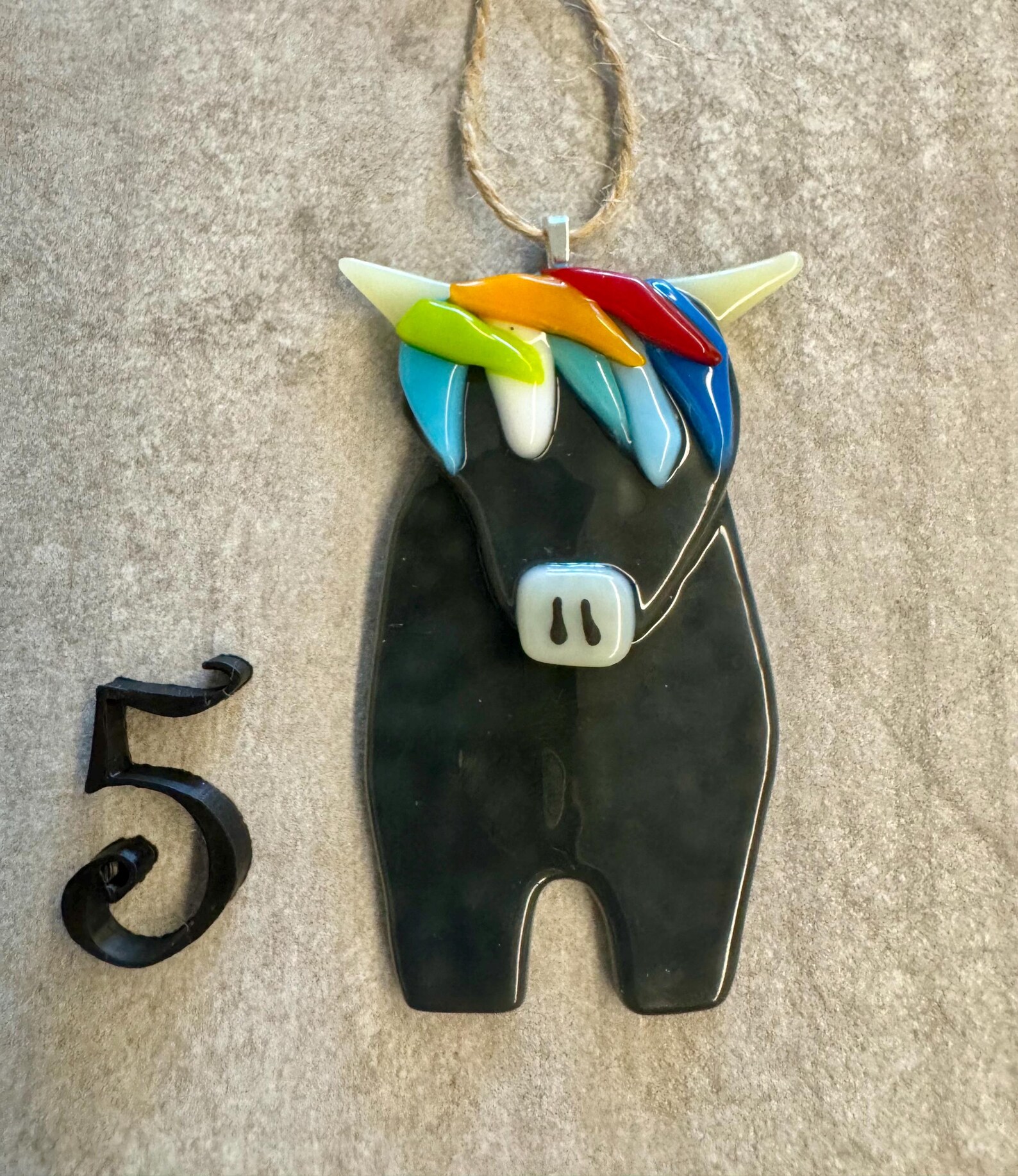 Fused Glass Highland Cow Ornament W/ Colorful Hair - Etsy