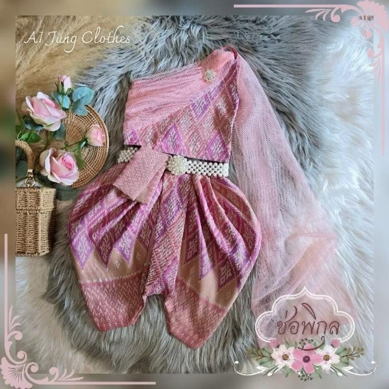 Thai Traditional Chong Kraben Outfit for Kids Chao Pikul Model This ...