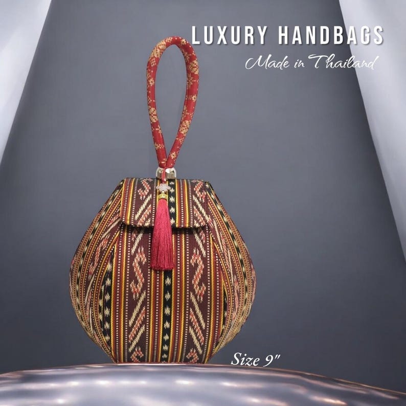 Handmade Thai Silk Handbag: Traditional Brocade Pattern - Etsy