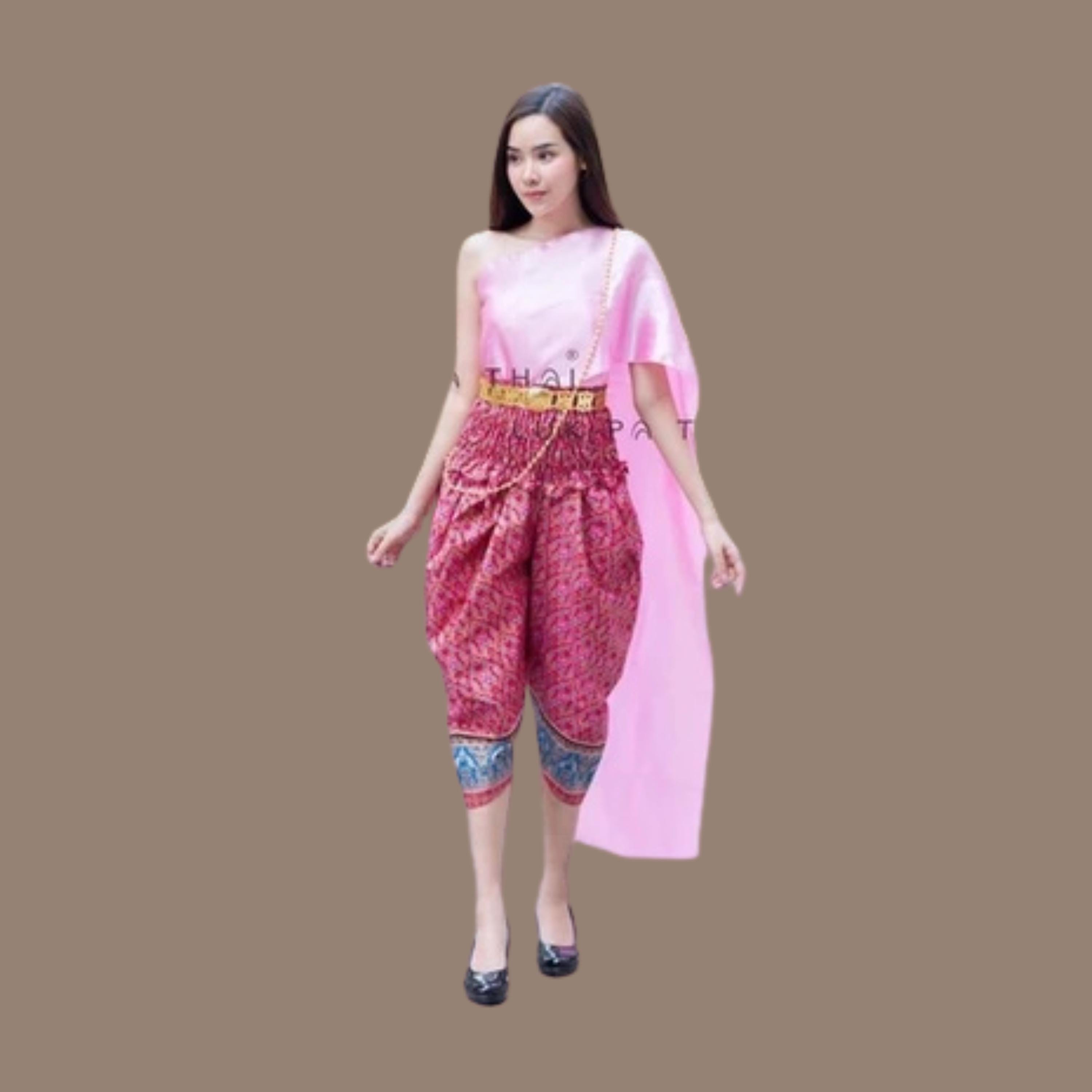 Thai Traditional Outfit With Thai Patterned Pants and Silk Sash - Etsy