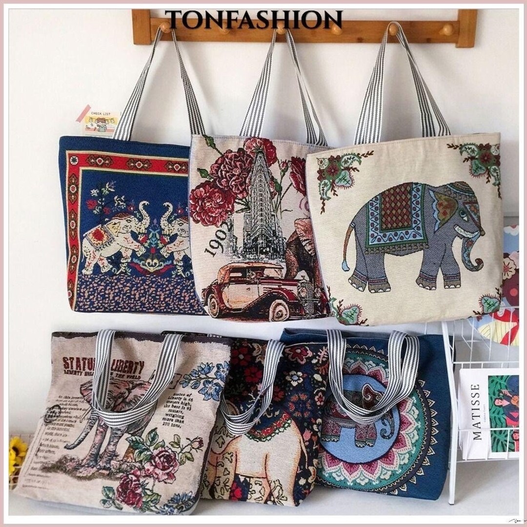 Elephant Pattern Bag From Thailand Handmade From Thailand - Etsy