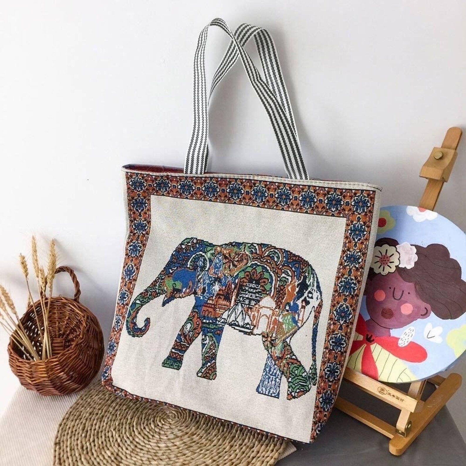Elephant Pattern Bag From Thailand Handmade From Thailand - Etsy