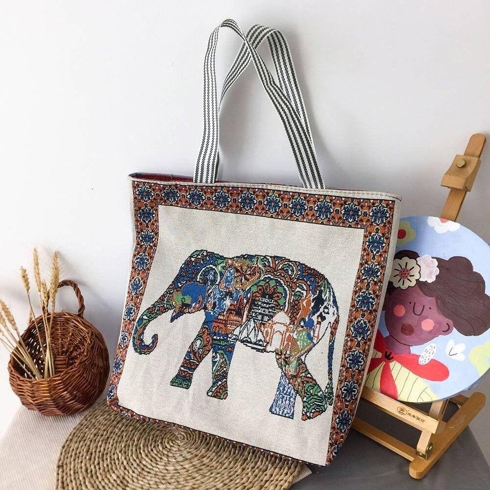 Elephant Pattern Bag From Thailand Handmade From Thailand - Etsy