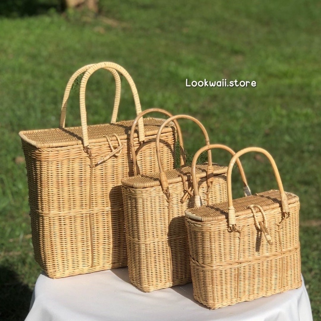 Vintage Rectangular Rattan Bags With Lid: Handmade in Thailand ...