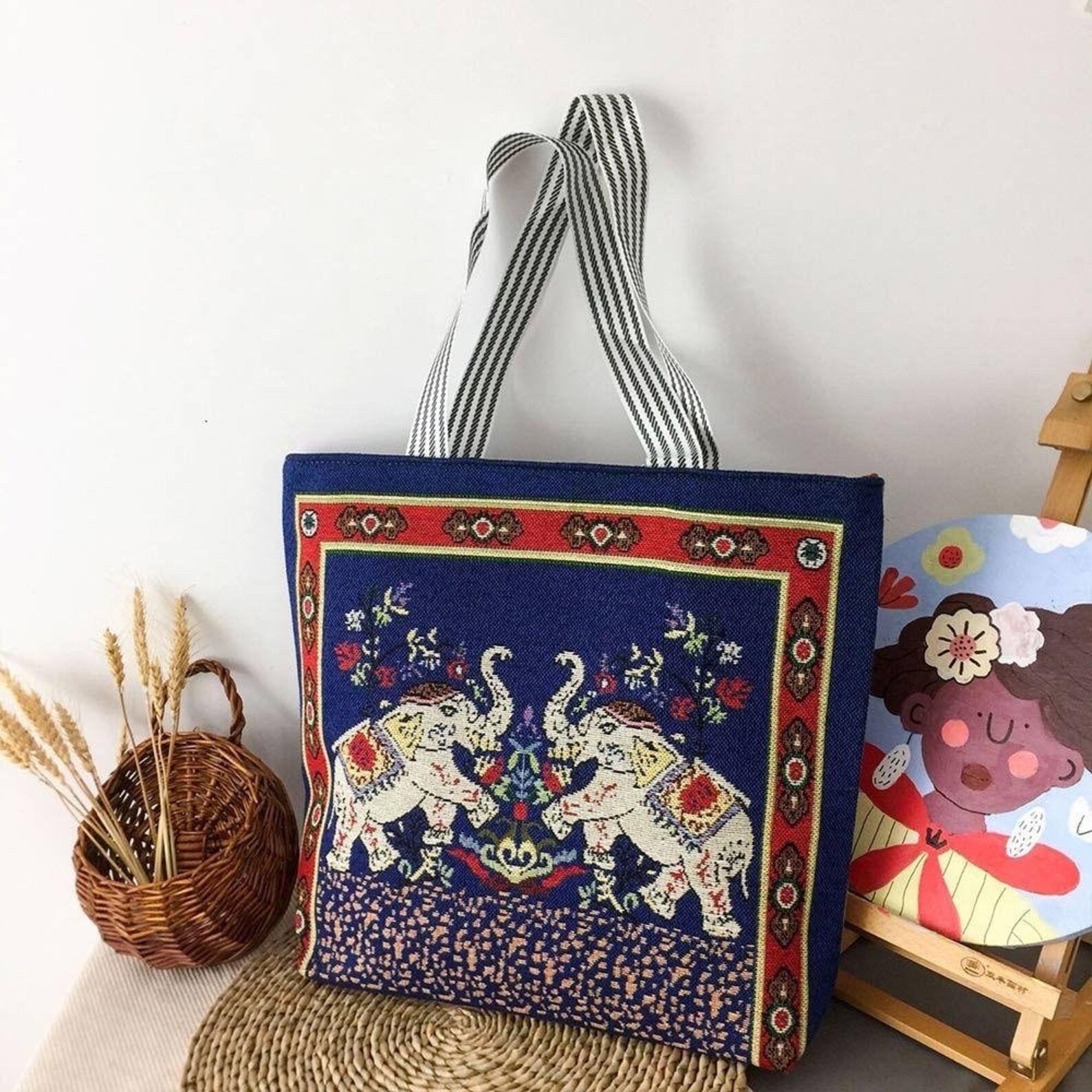 Elephant Pattern Bag From Thailand Handmade From Thailand - Etsy