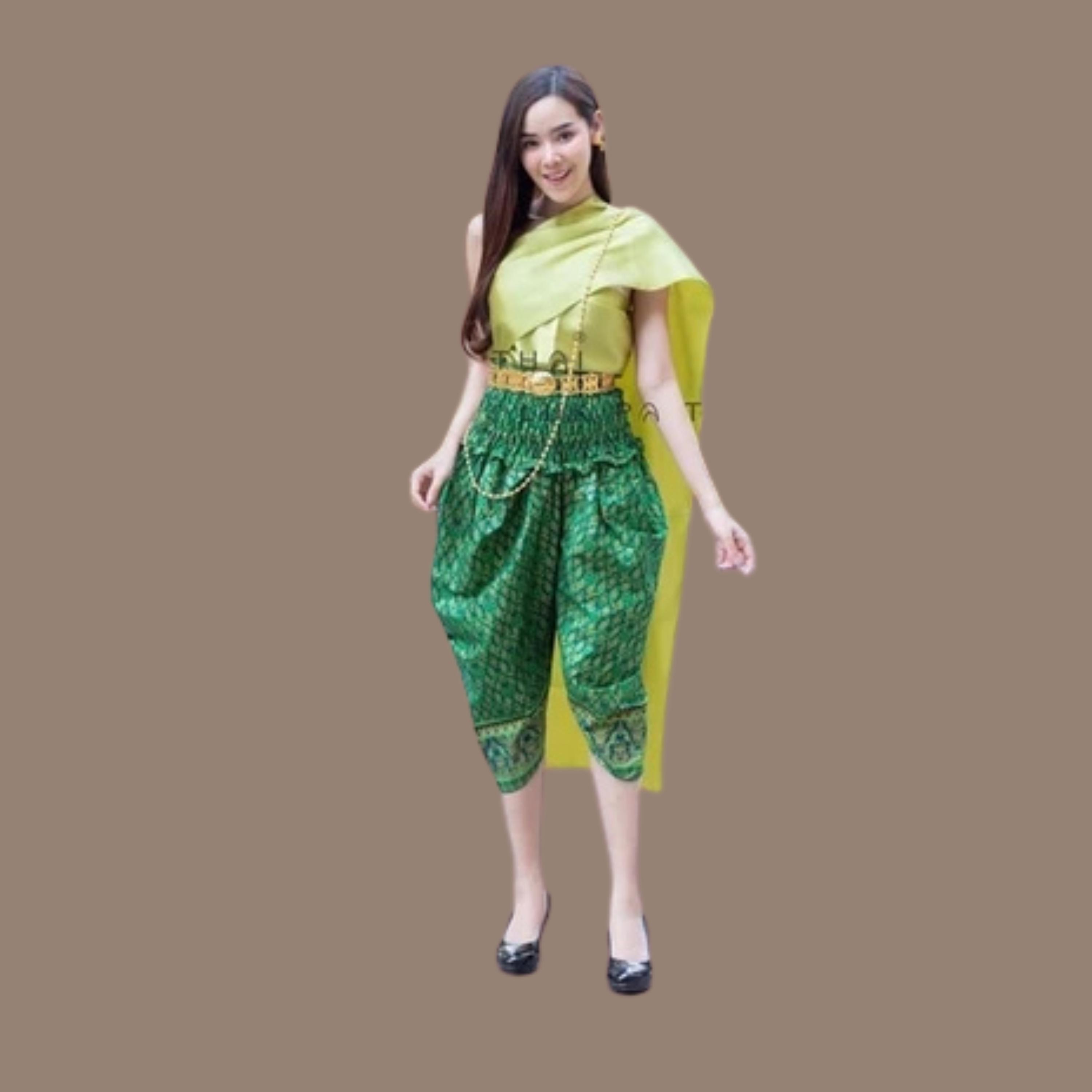 Thai Traditional Outfit With Thai Patterned Pants and Silk Sash - Etsy
