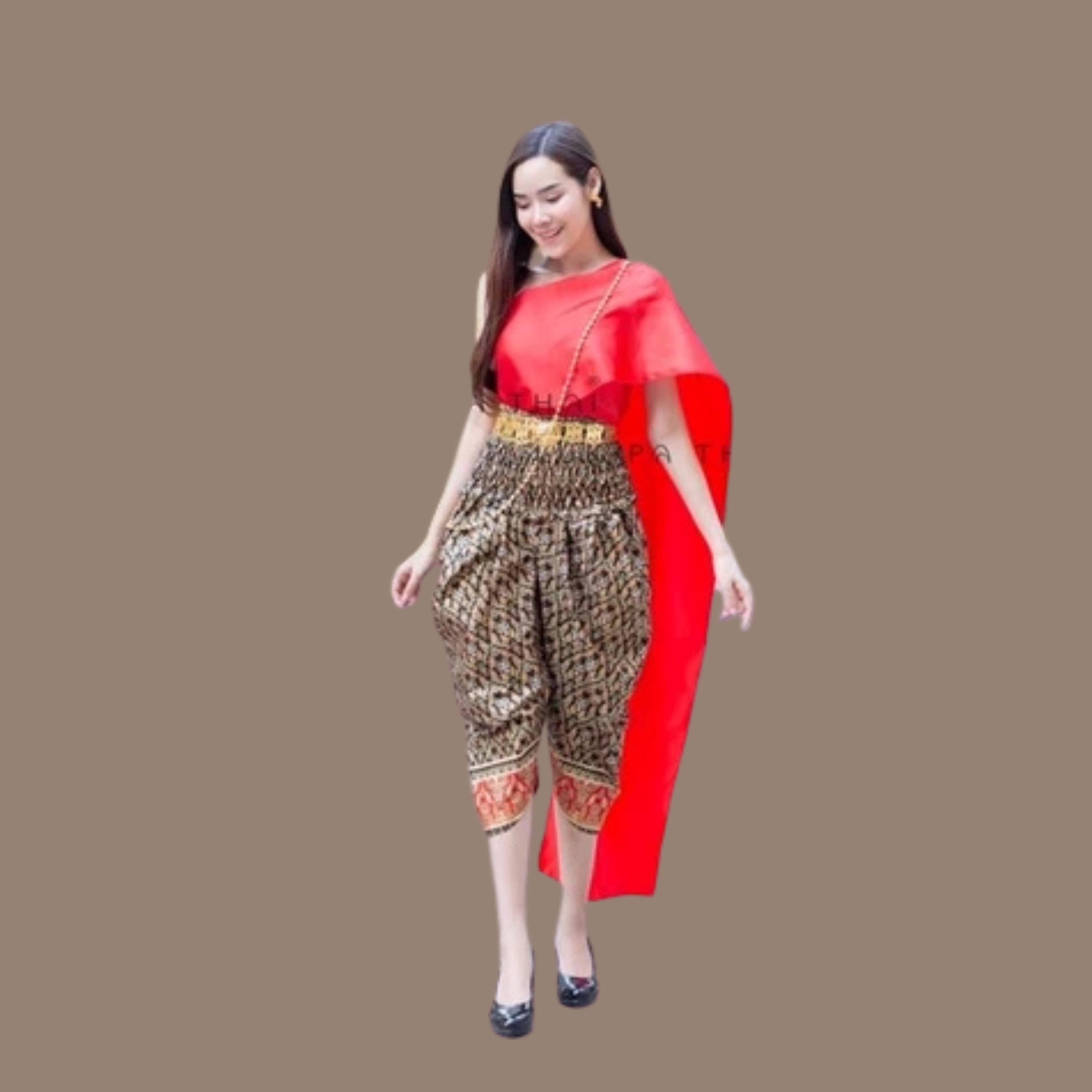 Thai Traditional Outfit With Thai Patterned Pants and Silk Sash - Etsy