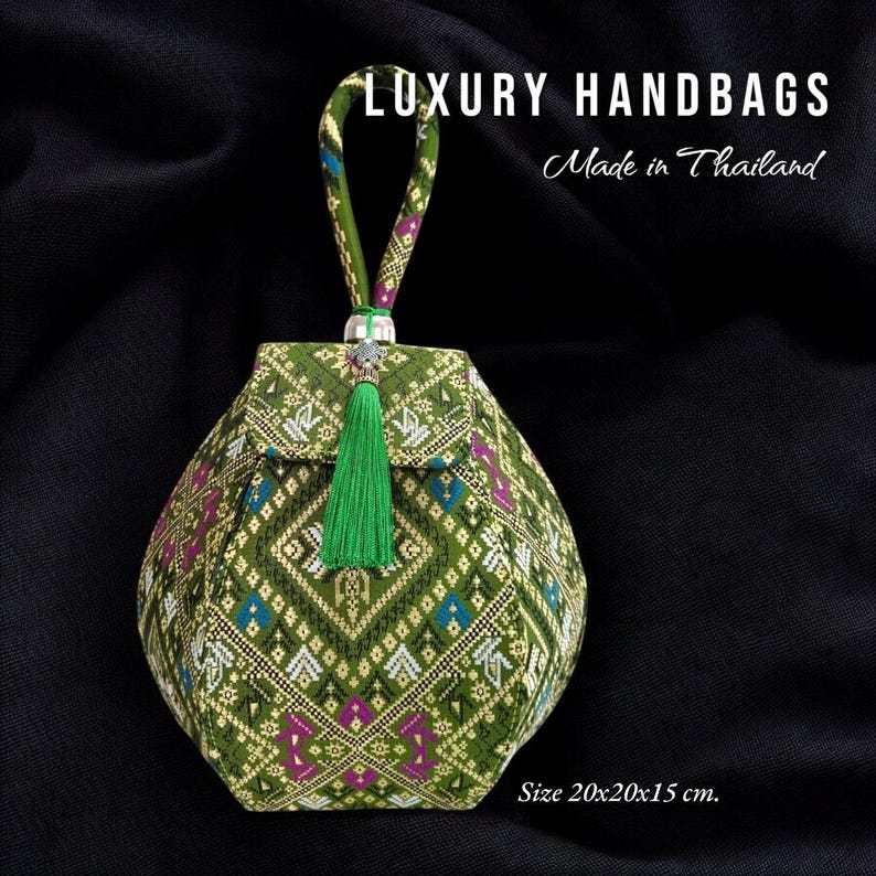 Handmade Thai Silk Handbag: Traditional Brocade Pattern - Etsy