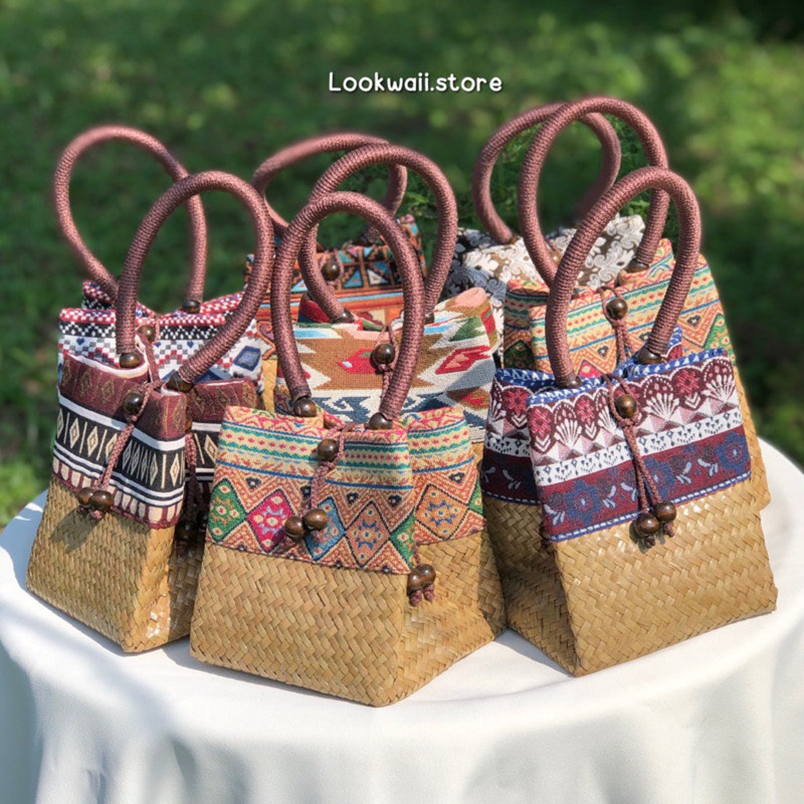 Handwoven Krajood Bags With Traditional Thai Silk Lining Handcrafted ...