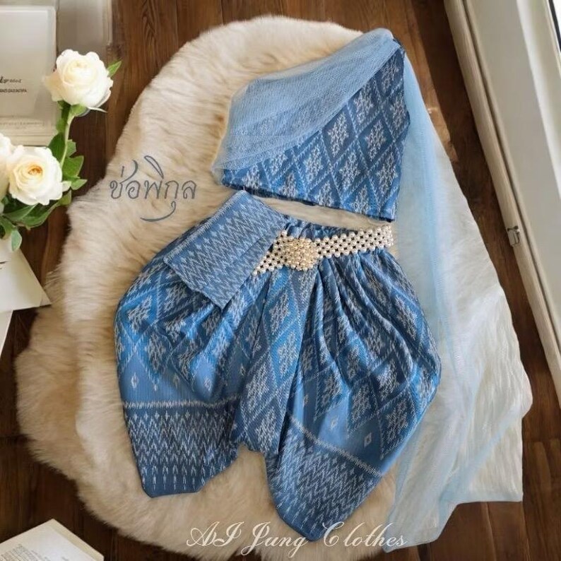 Thai Traditional Chong Kraben Outfit for Kids Chao Pikul Model This ...