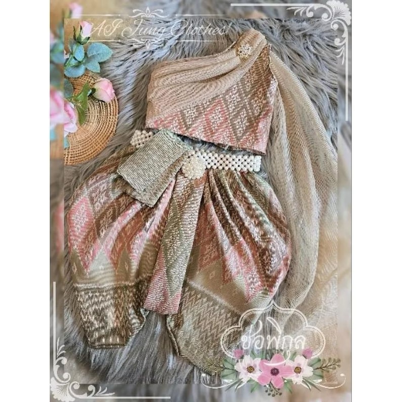 Thai Traditional Chong Kraben Outfit for Kids Chao Pikul Model This ...