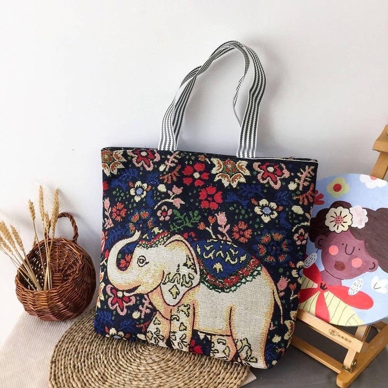 Elephant Pattern Bag From Thailand Handmade From Thailand - Etsy