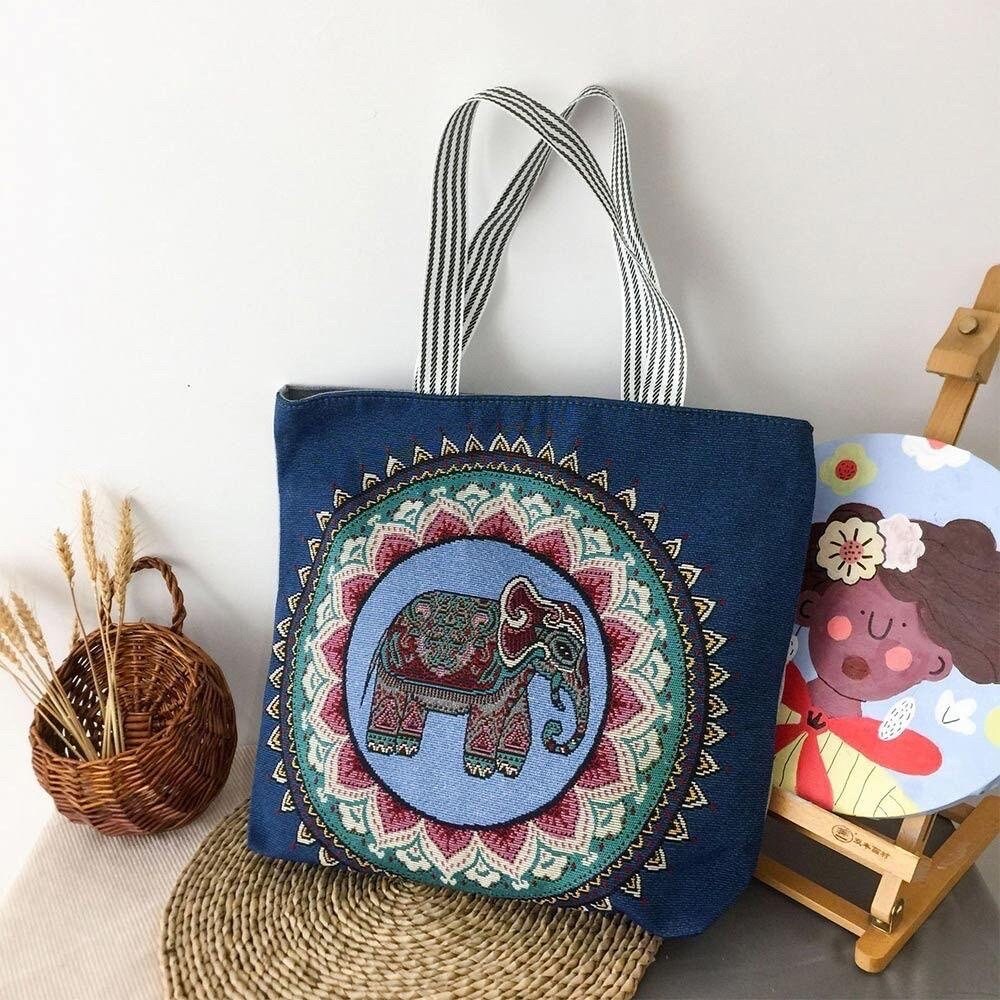 Elephant Pattern Bag From Thailand Handmade From Thailand - Etsy