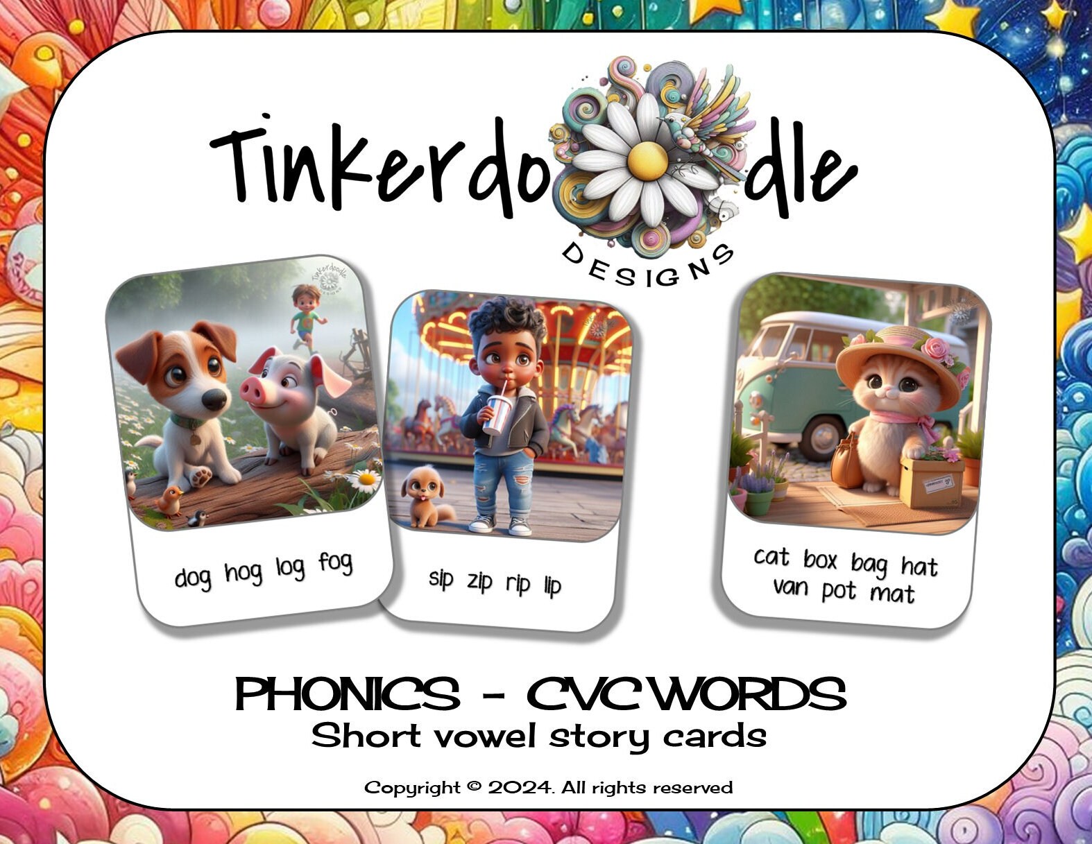 Phonetic CVC Short Vowel Story Prompt Flashcards. - Etsy
