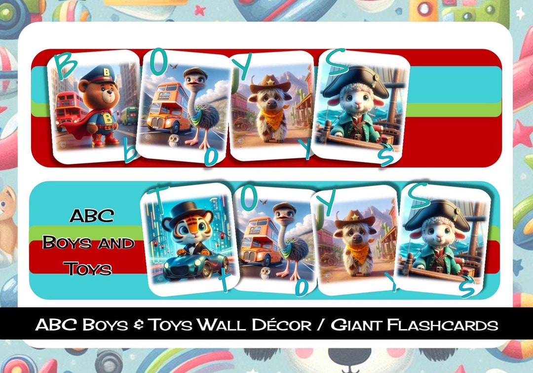 ABC Boys and Toys Wall Decor. ABC Boys and Toys Giant Flashcards - Etsy