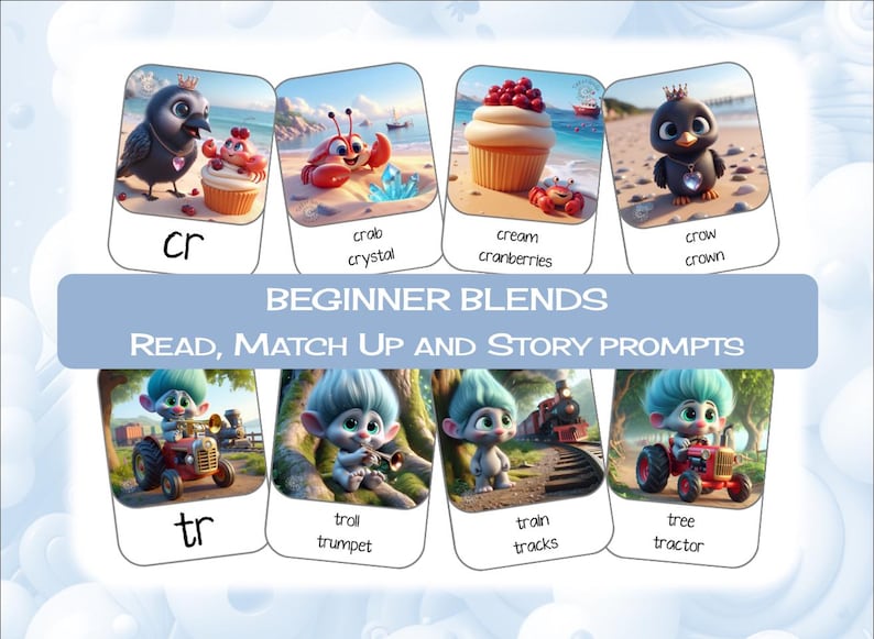 Beginner Blend Flashcards, Read, Match and Play - Etsy