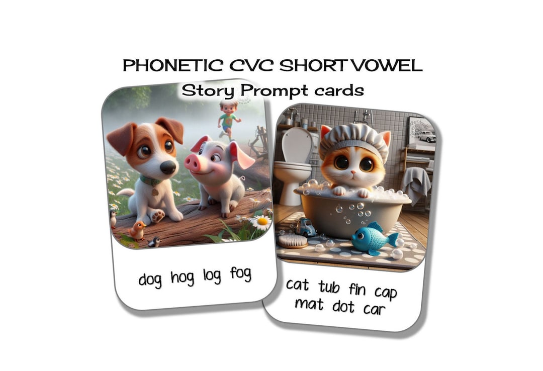Phonetic CVC Short Vowel Story Prompt Flashcards. - Etsy