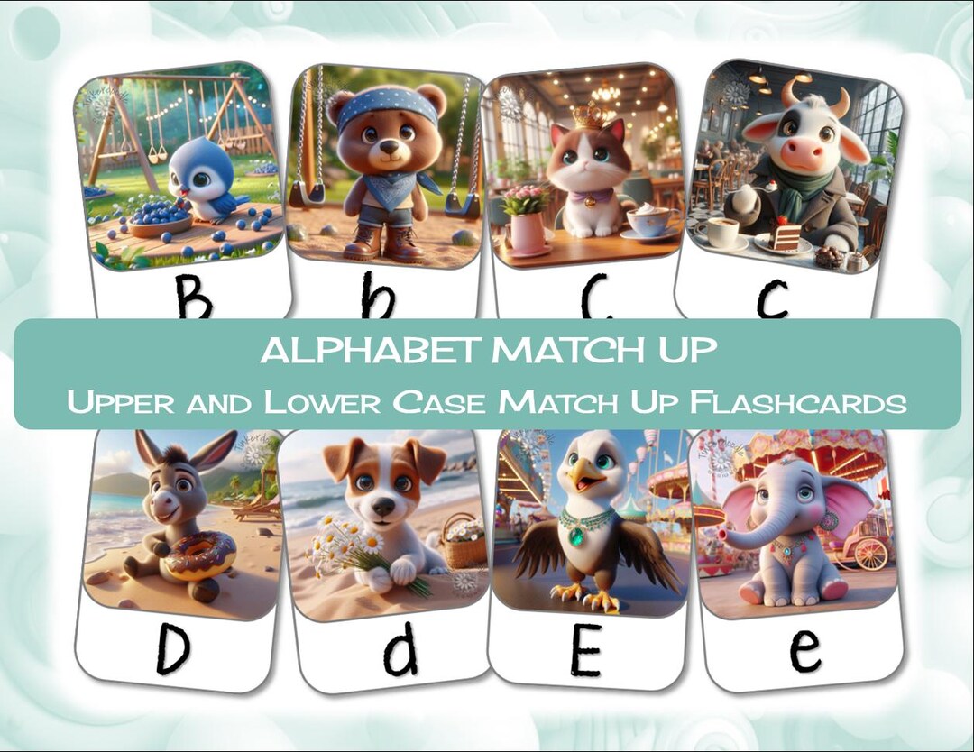ABC Flashcards, Upper and Lower Case Match Up - Etsy