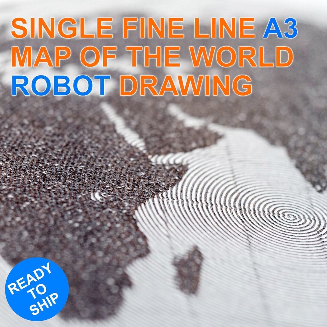 Map of the World Generative Drawing Art, A3 Plotter Art, Fine Wall ...