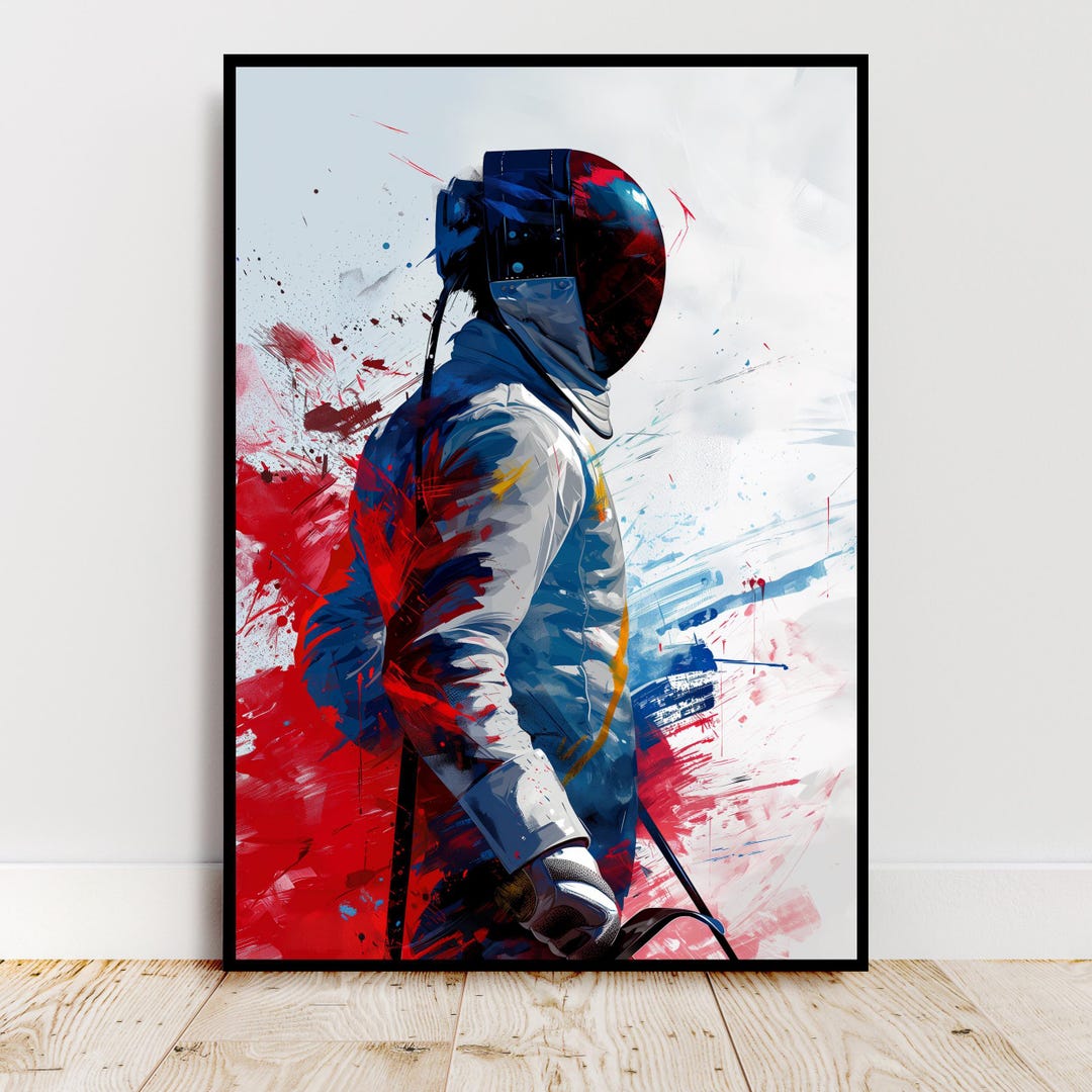 Modern Fencer in Action Poster - Etsy