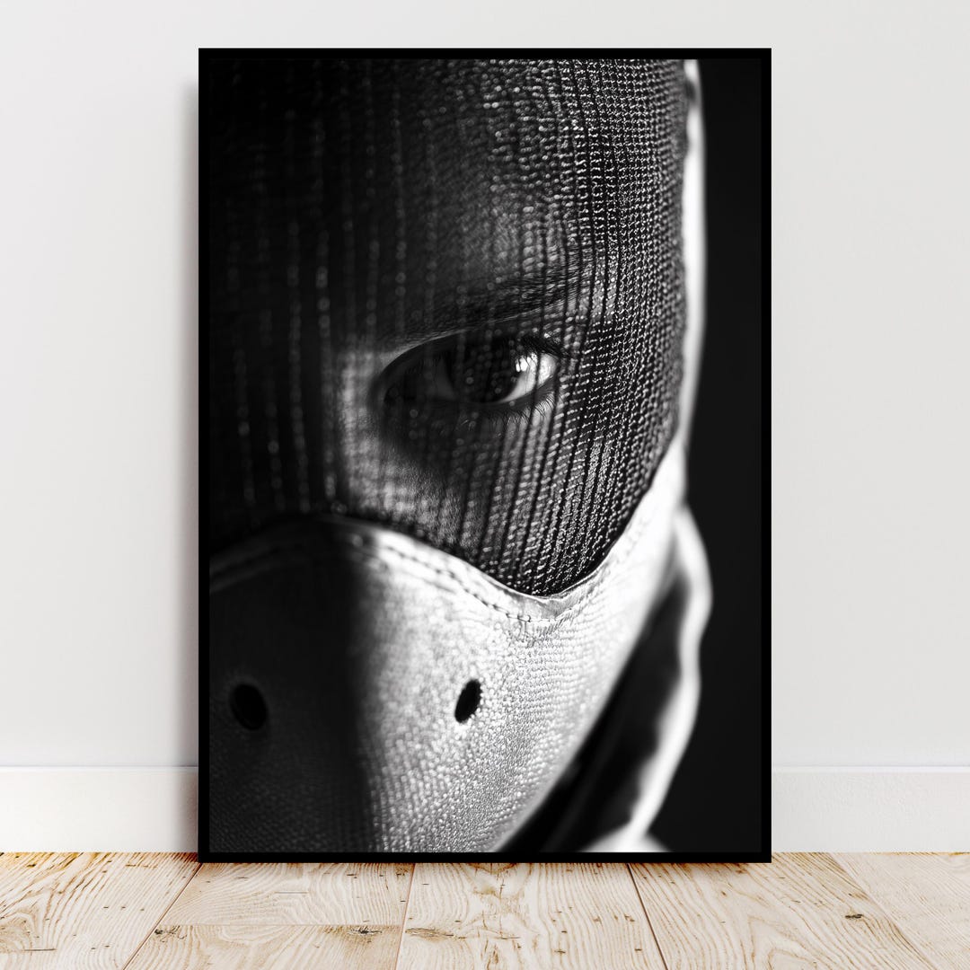Fencing Mask Dramatic Art Print, Black and White Sports Photography ...