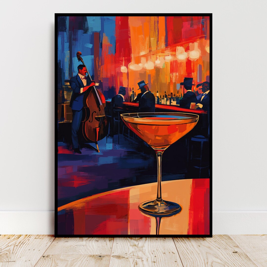 Jazz Night Out - Colorful Bar Scene Poster - Etsy