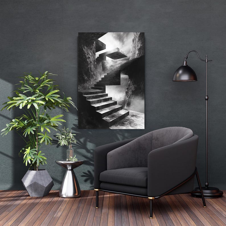 Escher-inspired Surreal Staircase Poster - Etsy