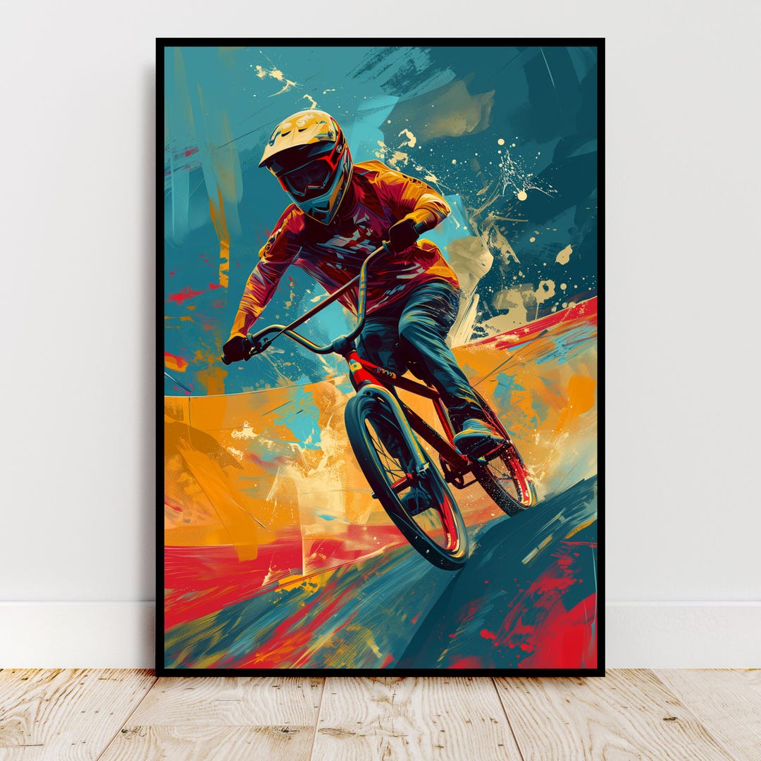 Energetic Bmx Rider Mid-stunt Poster - Etsy