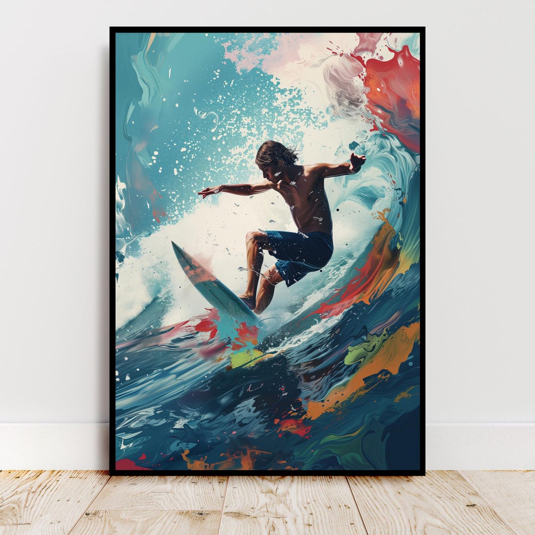 Surfing Ocean Poster - Etsy