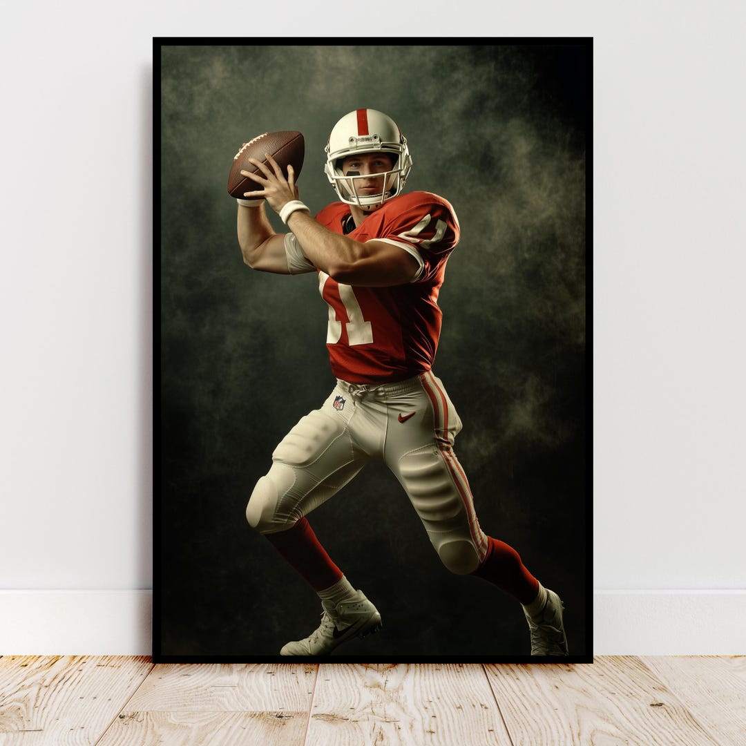 Quarterback Action Art Print, Dynamic American Football Poster, Bold ...