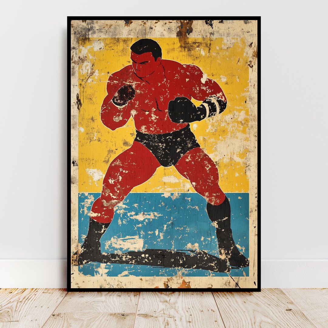 Vintage Wrestler Poster, Retro Wrestling Wall Art, Rustic Sports Decor ...