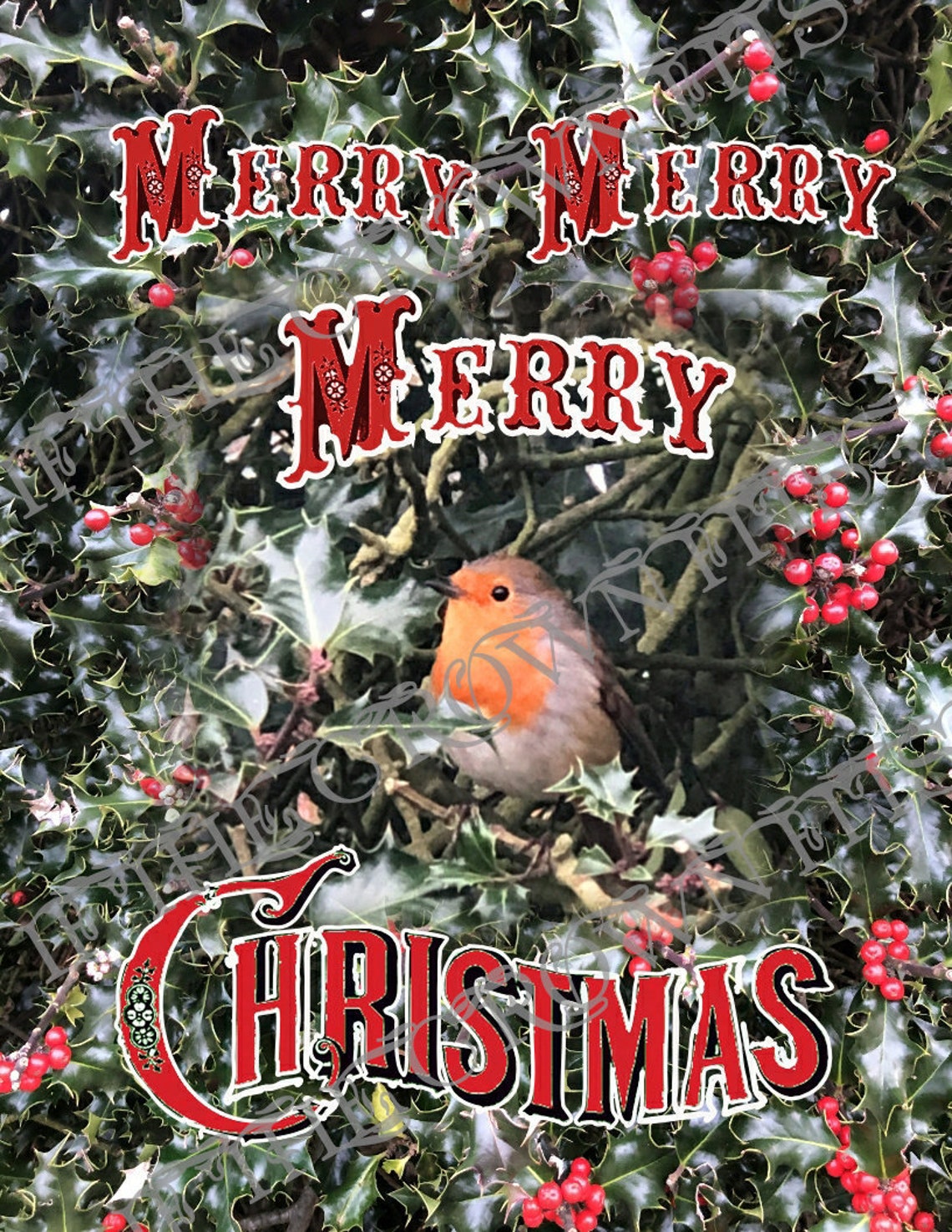 Sweet English Robin Christmas Card/art Collage/digital/instant Download ...