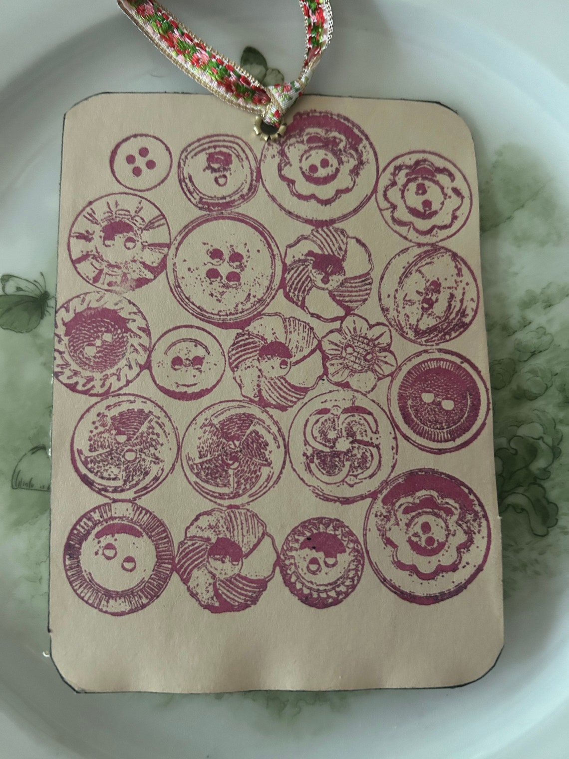 Two Handmade Button Cards/tags/journals - Etsy