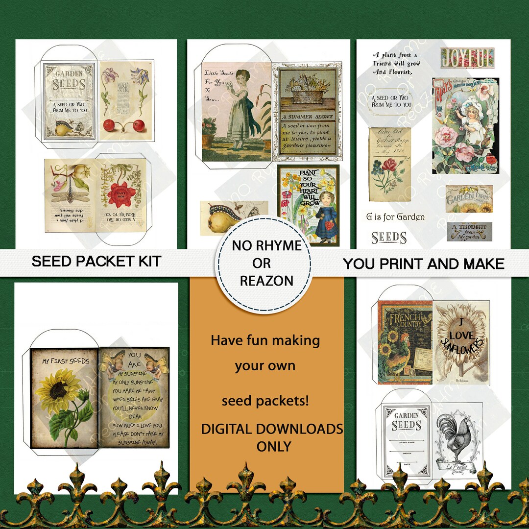 SEED Packet DIGITAL Kit/print and Download/make Your Own Seed Cards ...