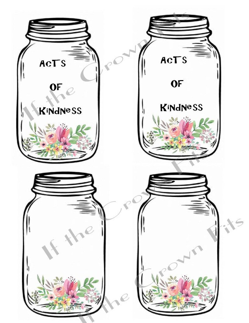 Mason Jar/acts of Kindness/ Digital Tags/cards/instant Download ...